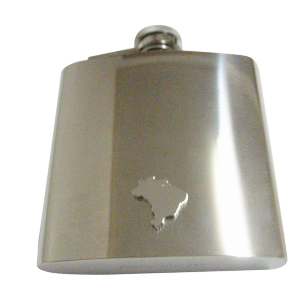 Brazil Map Shape 6oz Flask - Gem